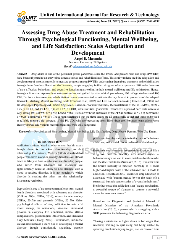 (PDF) Assessing Drug Abuse Treatment and Rehabilitation Through ...