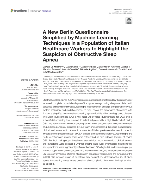 (PDF) A New Berlin Questionnaire Simplified by Machine Learning ...