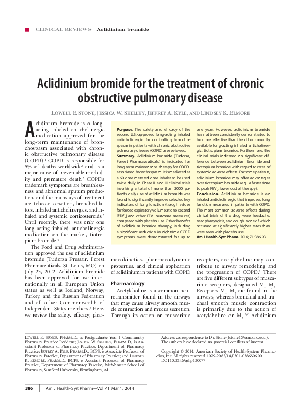 (PDF) Aclidinium bromide for the treatment of chronic obstructive ...