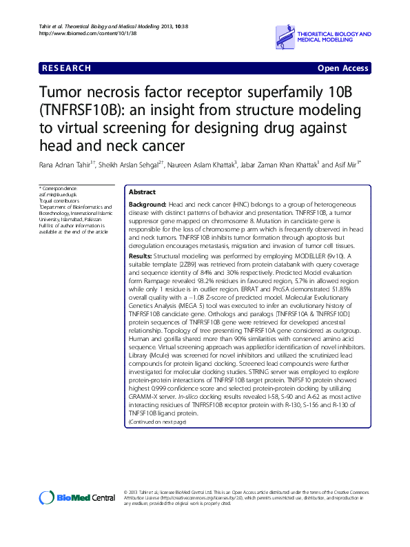 (PDF) Tumor necrosis factor receptor superfamily 10B (TNFRSF10B): an ...