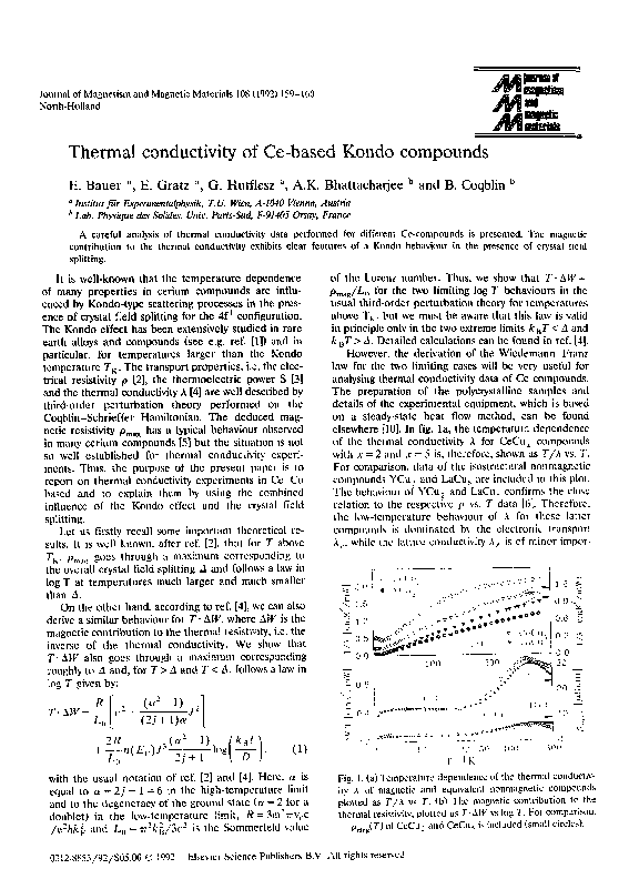(PDF) Thermal conductivity of Ce-based Kondo compounds