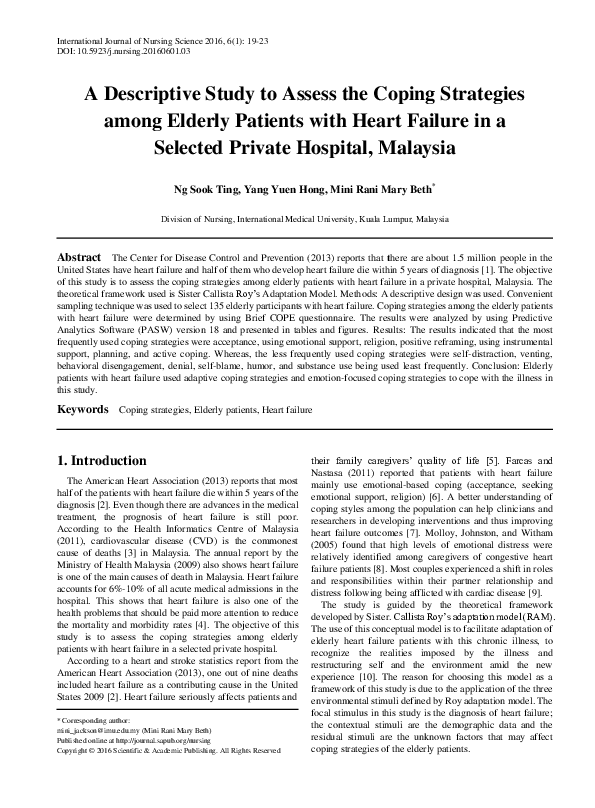(PDF) A Study to Assess Depression and Coping Strategies among ...