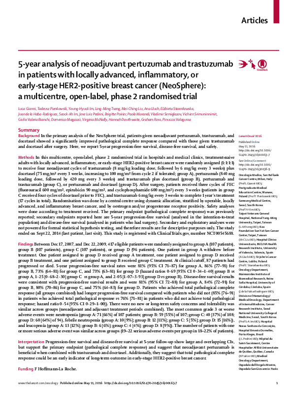 (PDF) 5-year analysis of neoadjuvant pertuzumab and trastuzumab in ...