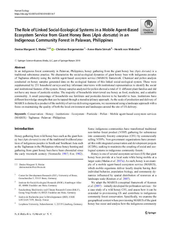 (PDF) The Role of Linked Social-Ecological Systems in a Mobile Agent-Based Ecosystem Service ...
