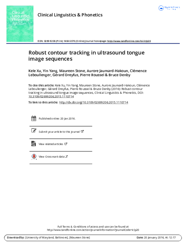 Pdf Robust Contour Tracking In Ultrasound Tongue Image Sequences