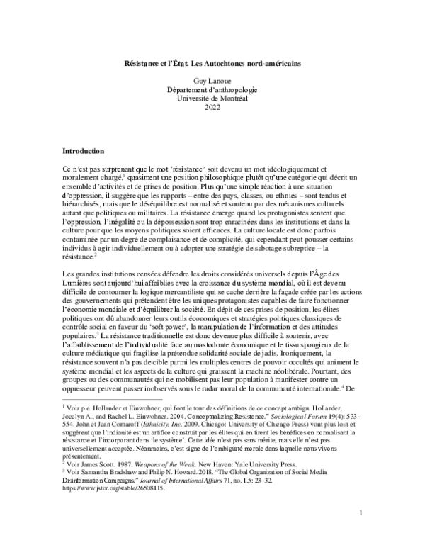 (PDF) Résistance et l'État. Les Autochtones nord-américains