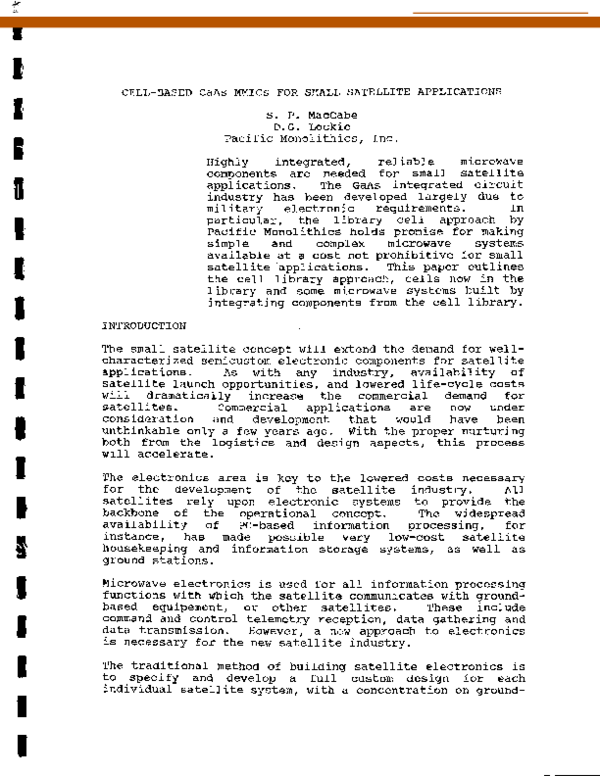 (PDF) Cell-Based GaAs MMICs for Small Satellite Applications