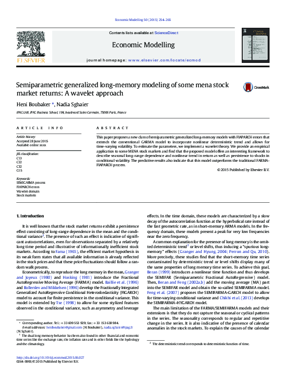 Pdf Semiparametric Generalized Long Memory Modeling Of Some Mena