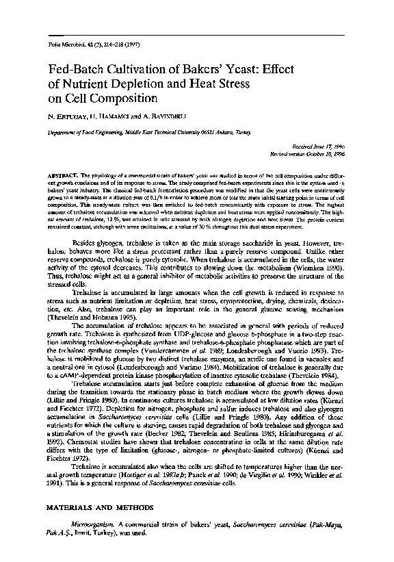 (PDF) Fed-batch cultivation of bakers’ yeast: Effect of nutrient ...