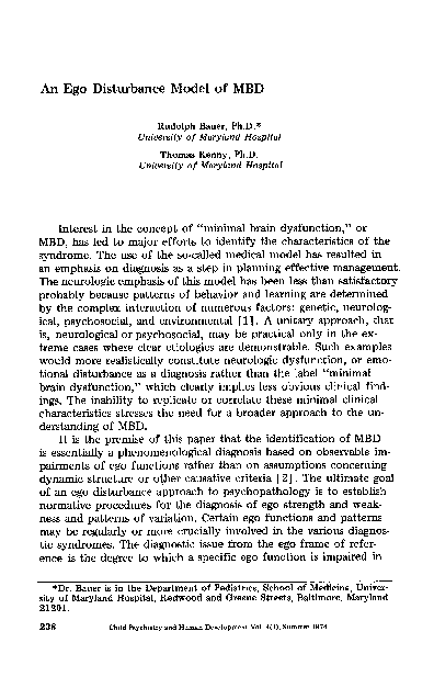 (PDF) An Ego Disturbance Model of MBD