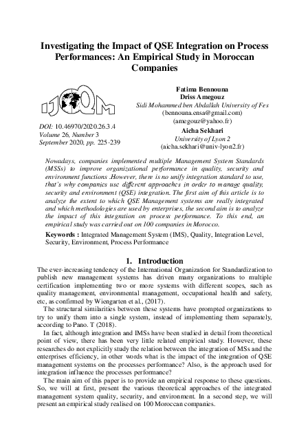 (PDF) Investigating the Impact of QSE Integration on Process ...