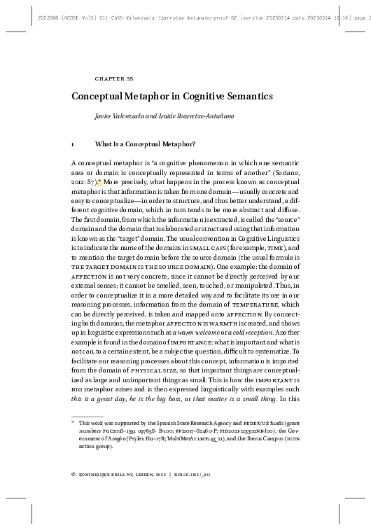 (PDF) 2023. Conceptual Metaphor in Cognitive Semantics