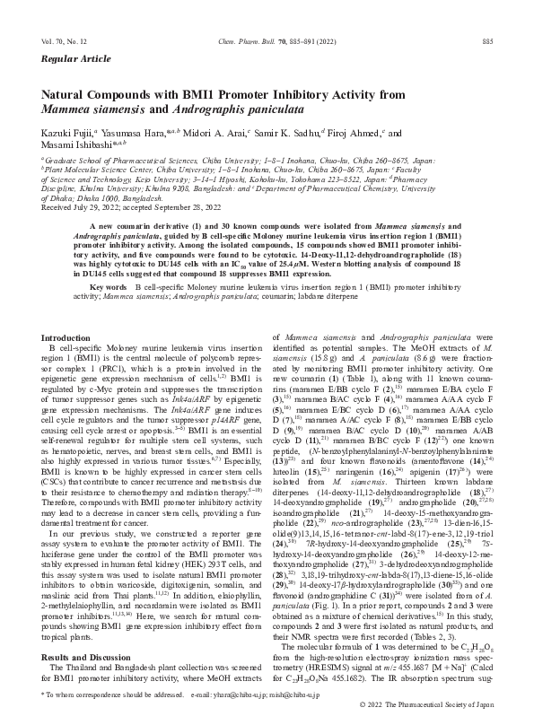 (PDF) Natural Compounds with BMI1 Promoter Inhibitory Activity from ...