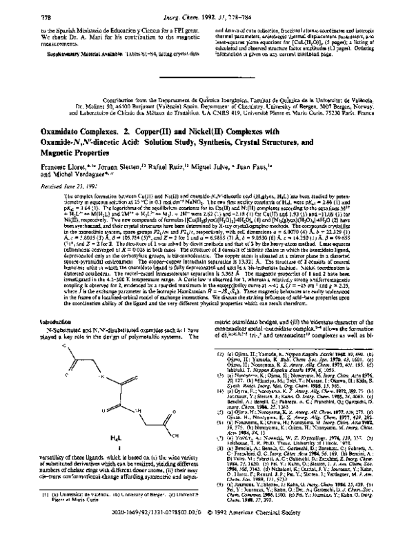 (PDF) Oxamidato complexes. 2. Copper(II) and nickel(II) complexes with oxamide-N,N'-diacetic ...
