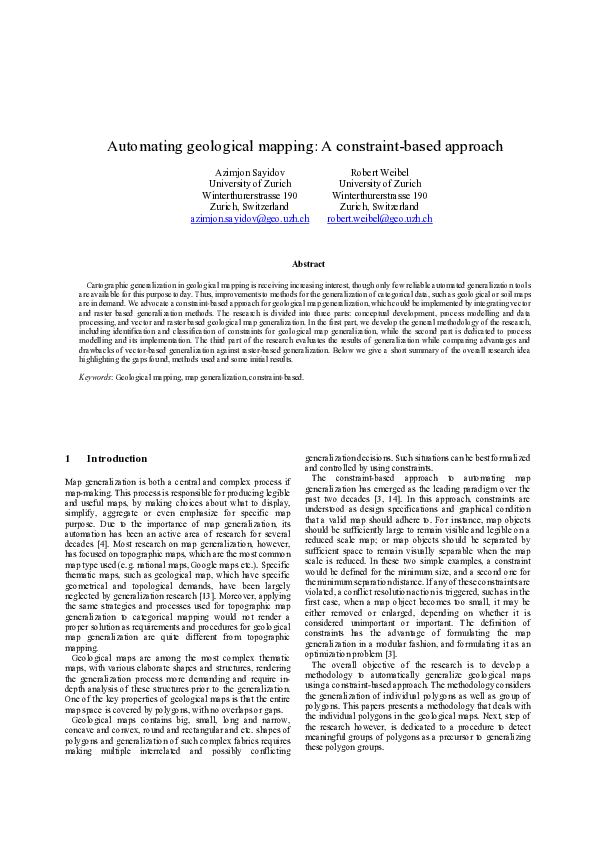 (PDF) Automating Geological Mapping: a Constraint-Based Approach