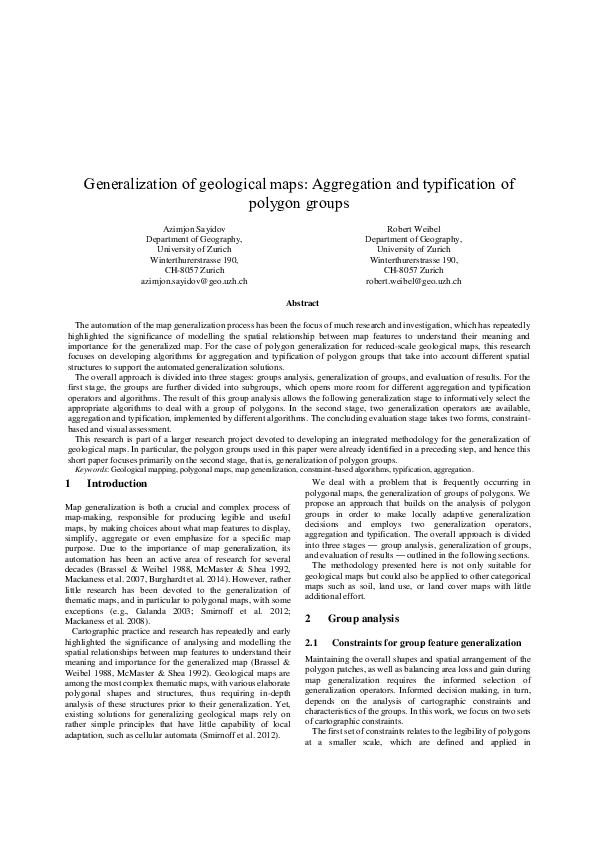 (PDF) Generalization of geological maps: aggregation and typification of polygon groups