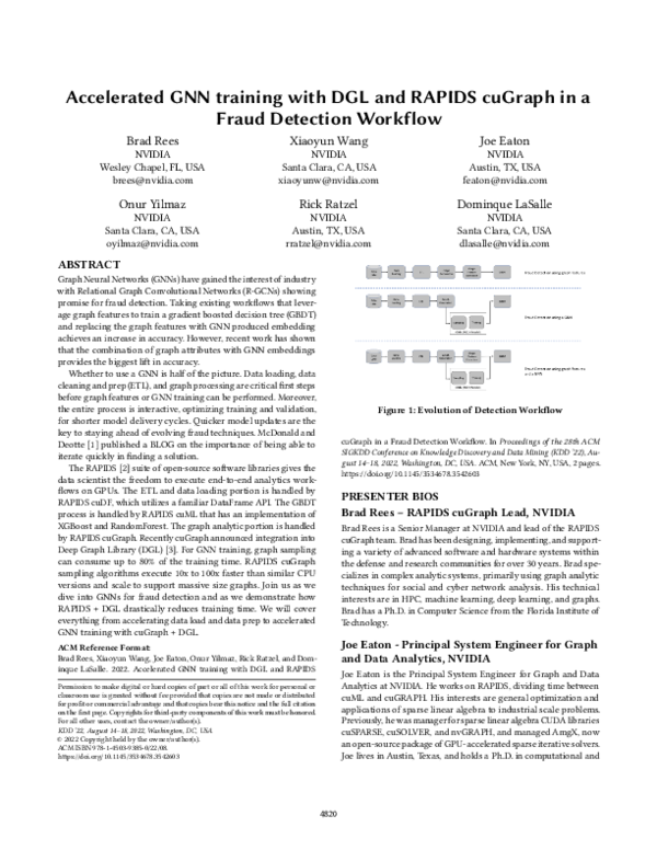 (PDF) Accelerated GNN Training with DGL and RAPIDS cuGraph in a Fraud Detection Workflow
