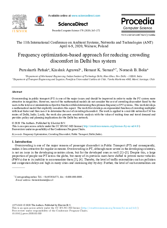 (PDF) Frequency optimization-based approach for reducing crowding discomfort in Delhi bus system