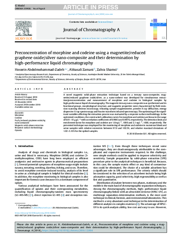(PDF) Preconcentration of morphine and codeine using a magnetite ...