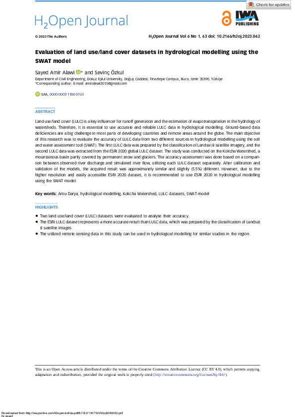Pdf Evaluation Of Land Use Land Cover Datasets In Hydrological Modelling Using The Swat Model
