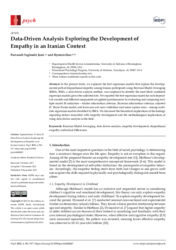 (PDF) Data-Driven Analysis Exploring the Development of Empathy in an Iranian Context