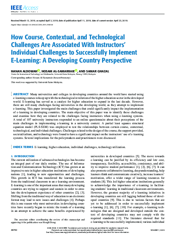 (PDF) How Course, Contextual, and Technological Challenges Are Associated With Instructors ...