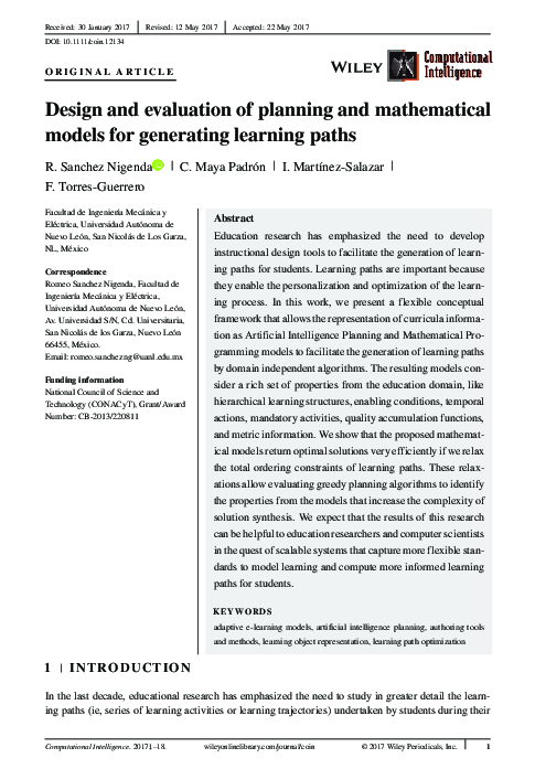 (PDF) Design and evaluation of planning and mathematical models for ...