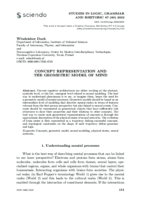 (PDF) Concept Representation and the Geometric Model of Mind