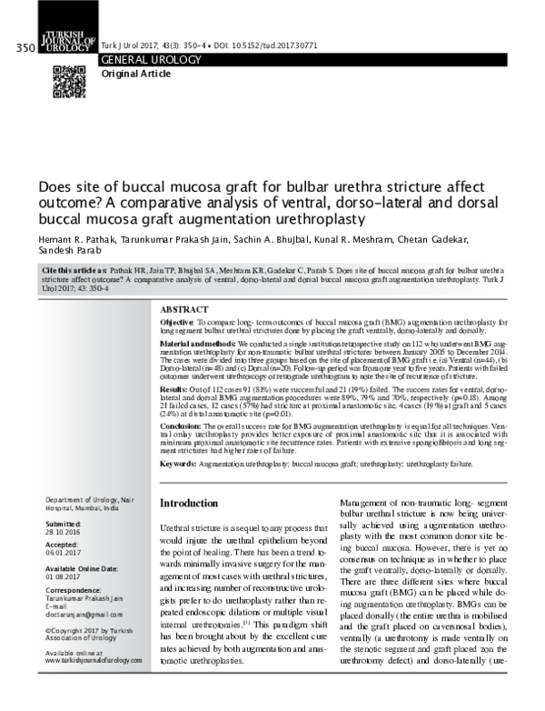 (PDF) Does site of buccal mucosa graft for bulbar urethra stricture ...