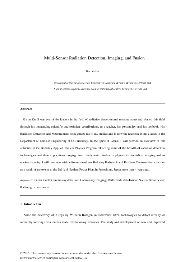 (PDF) Multi-sensor radiation detection, imaging, and fusion