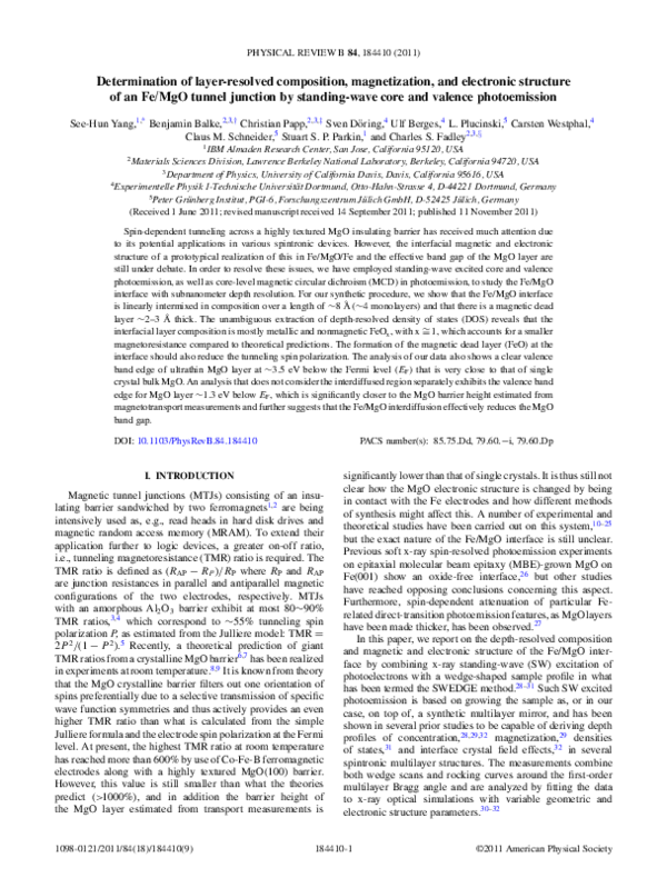(PDF) Determination of layer-resolved composition, magnetization, and electronic structure of an ...