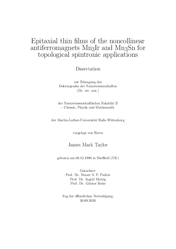 (PDF) Epitaxial thin films of the noncollinear antiferromagnets Mn3Ir ...