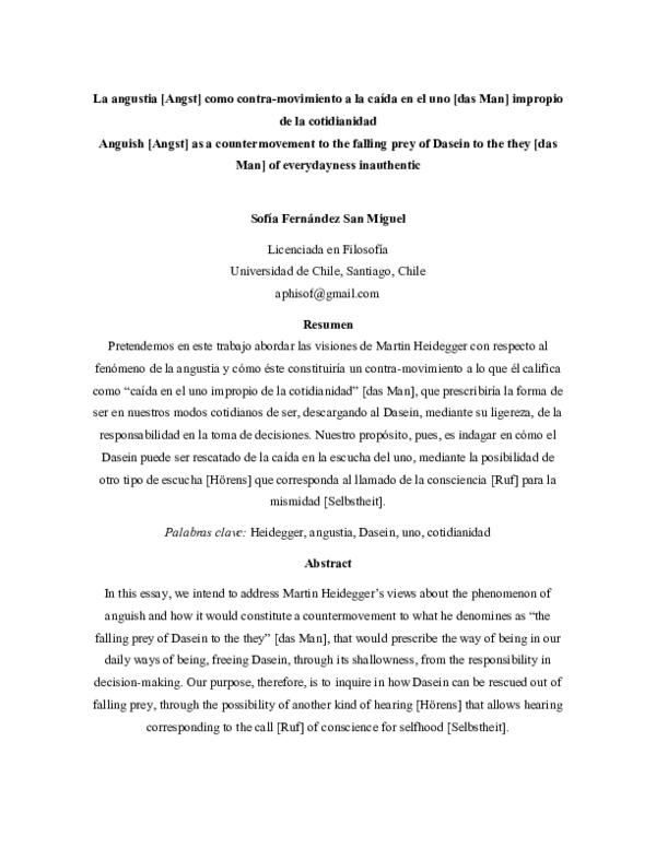 (DOC) La angustia [Angst] como contra movimiento a la caída en el uno ...