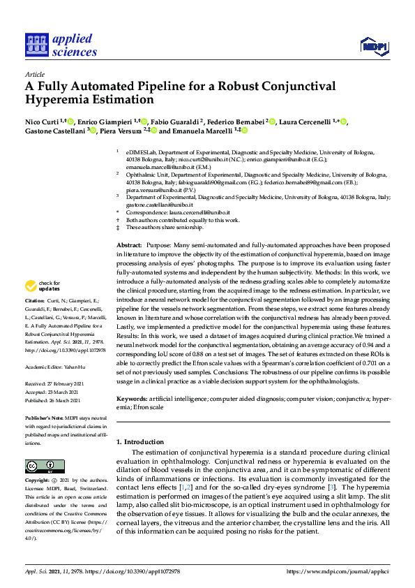 (PDF) A Fully Automated Pipeline for a Robust Conjunctival Hyperemia Estimation