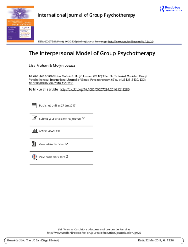 (PDF) The Interpersonal Model of Group Psychotherapy