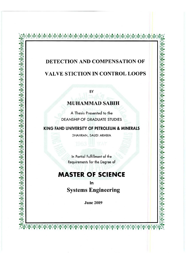 Pdf Detection And Compensation Of Valve Stiction In Control Loops