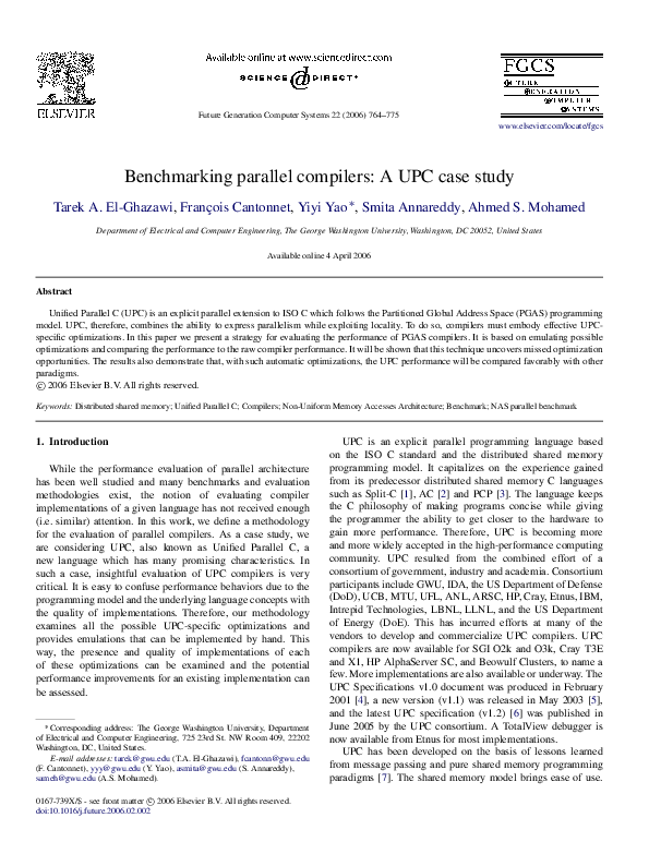 (PDF) Benchmarking parallel compilers: A UPC case study