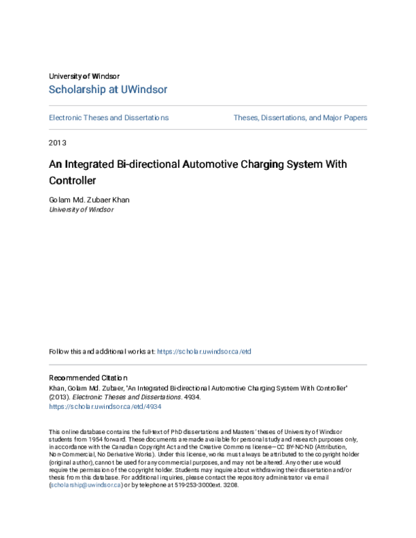 (PDF) An Integrated Bi-directional Automotive Charging System With ...