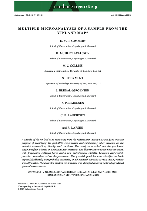 (PDF) Multiple Microanalyses of a Sample from the Vinland Map