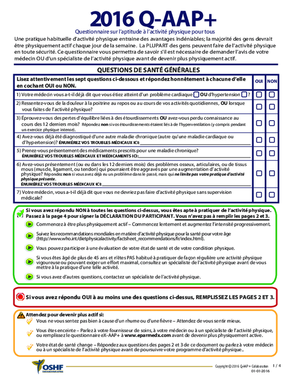 (PDF) The 2016 Physical Activity Readiness Questionnaire for Everyone ...