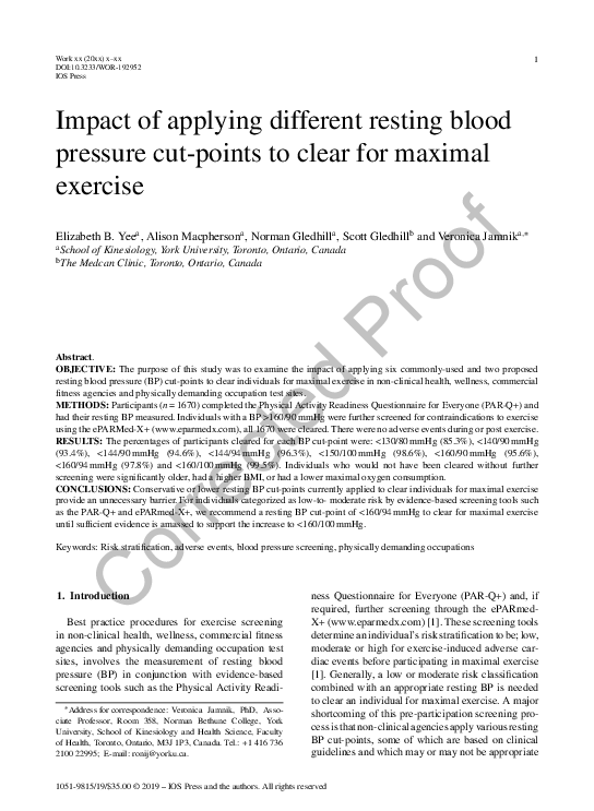 (PDF) Impact of applying different resting blood pressure cut-points to ...