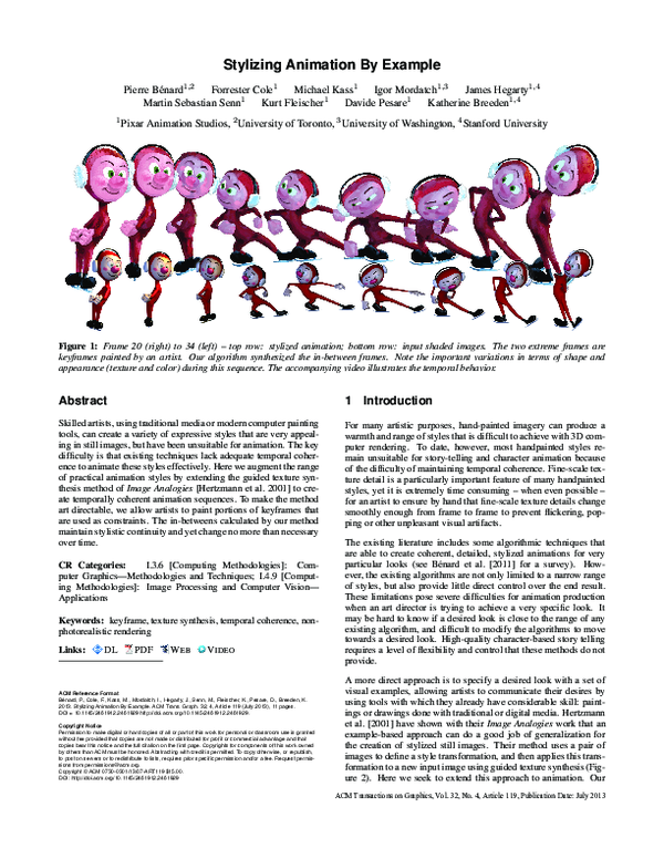 (PDF) Stylizing animation by example