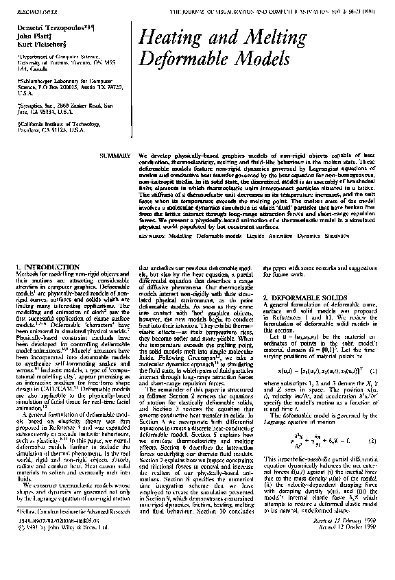 (PDF) Heating and melting deformable models