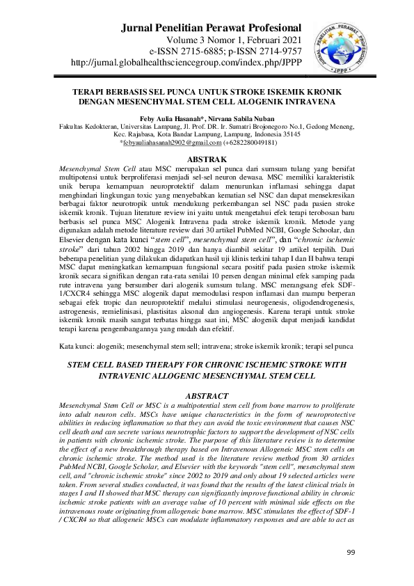 (PDF) Terapi Berbasis Sel Punca untuk Stroke Iskemik Kronik dengan ...