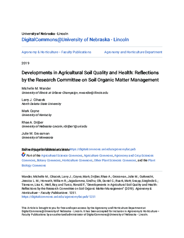 (PDF) Soil Organic Matter Fractions and Their Relevance to Soil Function