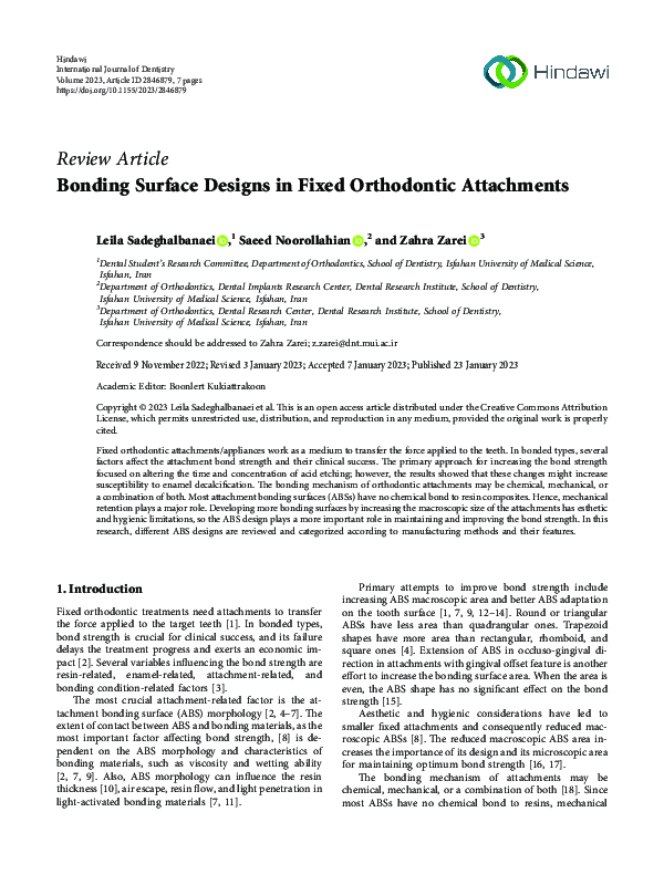 (PDF) Bonding Surface Designs in Fixed Orthodontic Attachments