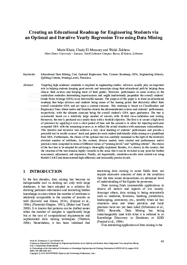 (PDF) Creating an Educational Roadmap for Engineering Students via an Optimal and Iterative ...