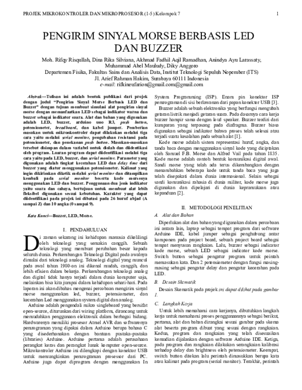 (PDF) PENGIRIM SINYAL MORSE BERBASIS LED DAN BUZZER