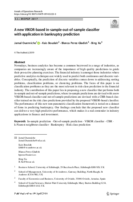 (PDF) A new VIKOR-based in-sample-out-of-sample classifier with ...