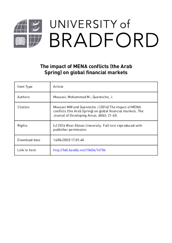 (PDF) The Impact of MENA Conflicts (The Arab Spring) on Global ...